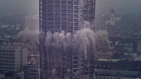Implosion and Detonation Skyscraper Buil... | Stock Video | Pond5