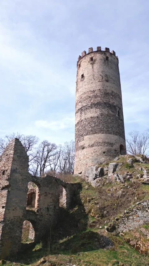 Imposing Medieval stone lookout tower Se... | Stock Video | Pond5