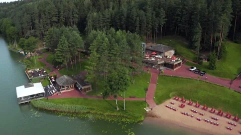 Impressive lake house. Huge house on the... | Stock Video | Pond5