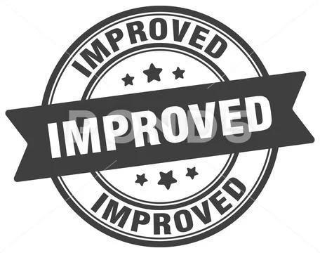 Improved stamp. improved label on transparent background. round sign ...