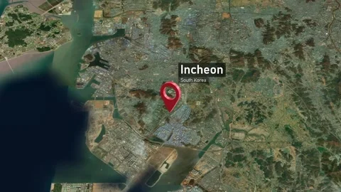 Incheon City Map Zoom (South Korea) from... | Stock Video | Pond5