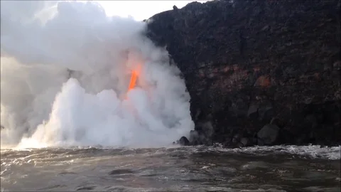 Incredible fire hose of lava flows from ... | Stock Video | Pond5