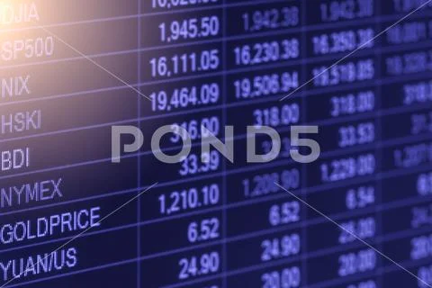 Index graph of stock market financial indicator analysis on LED ...