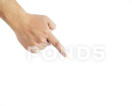 Index man's finger pointing on white background ~ Premium Photo #107331624