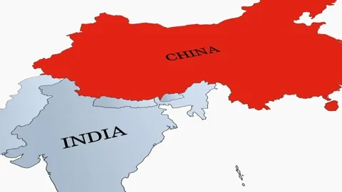 India and China map concept. Line of Act... | Stock Video | Pond5