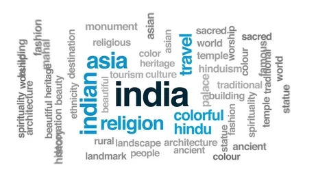 India animated word cloud, text design a... | Stock Video | Pond5