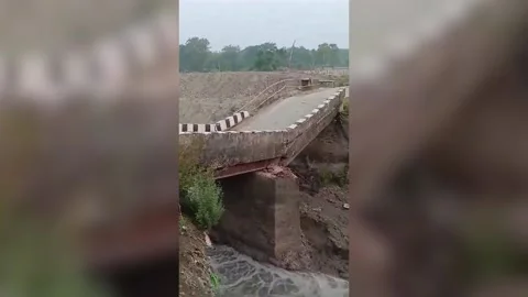 India: Bridge collapse in northern India... | Stock Video | Pond5
