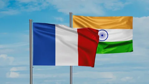 India flag and France flag waving togeth... | Stock Video | Pond5