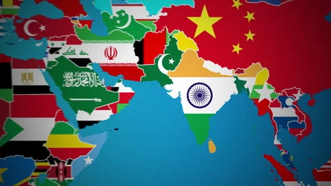 India with flag country nation outline w... | Stock Video | Pond5
