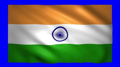 India flag on green screen for chroma ke... | Stock Video | Pond5