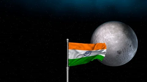 India flag over the moon. India's moon m... | Stock Video | Pond5