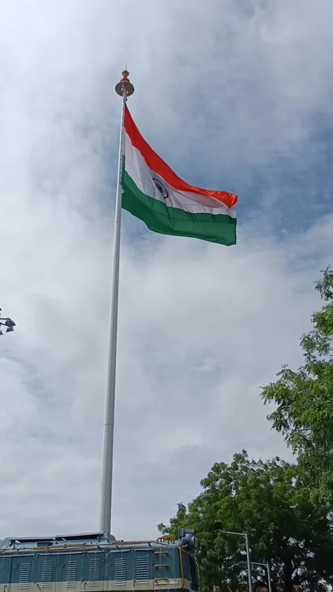 India flag, on railways station, flag fl... | Stock Video | Pond5