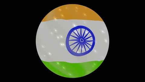 India flag in a round ball rotates. Flic... | Stock Video | Pond5