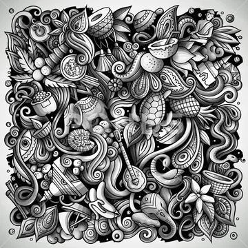 India hand drawn doodles illustration. Indian poster design. ~ Clip Art ...
