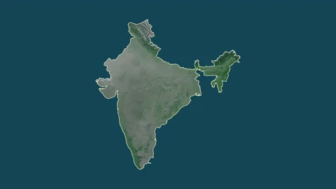 India map - cartoon. Border. Satellite. | Stock Video | Pond5
