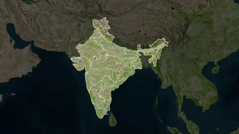 India map - drive. Regions. Satellite. | Stock Video | Pond5