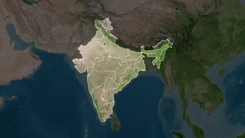 India map - drive. Regions. Satellite. | Stock Video | Pond5