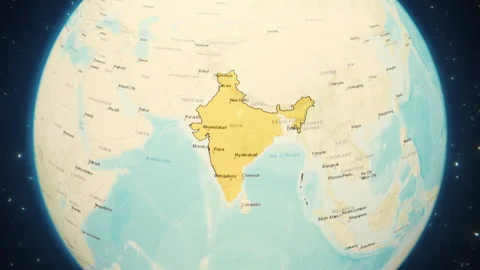 India Map On Earth Globe - Flat Style | Stock Video | Pond5