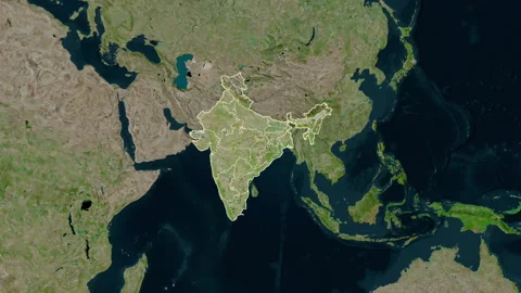 India map - extract. Regions. Satellite.... | Stock Video | Pond5