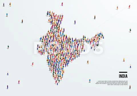 India Map. Large group of people form to create a shape of India Map ...