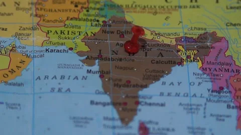 India Map With Red Push Pin Pointing, Cl... | Stock Video | Pond5