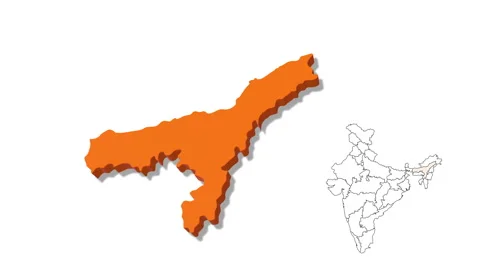 India Map Showing Assam State in Detail | Stock Video | Pond5