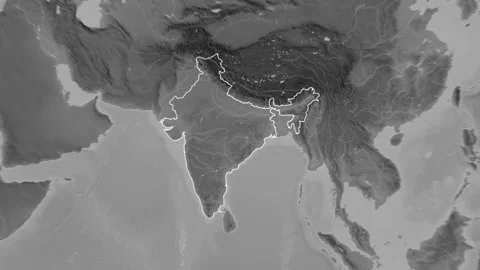 India map - solid. Regions. Grayscale. L... | Stock Video | Pond5