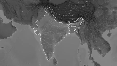 India map - solid. Regions. Grayscale. | Stock Video | Pond5
