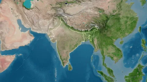 India map - solid. Regions. Satellite. | Stock Video | Pond5