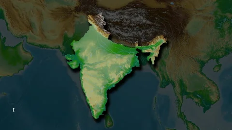 India map - solid. Shadow. Physical. Lab... | Stock Video | Pond5