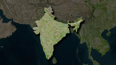 India map - solid. Shadow. Satellite. La... | Stock Video | Pond5