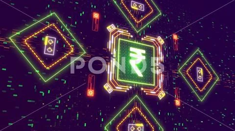 India money cyber currency sign. Digital financial background. rupee ...