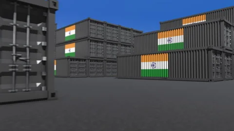 India shipping containers loop | Stock Video | Pond5