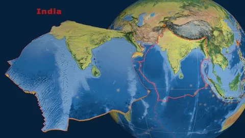 India tectonics featured. Topography | Stock Video | Pond5