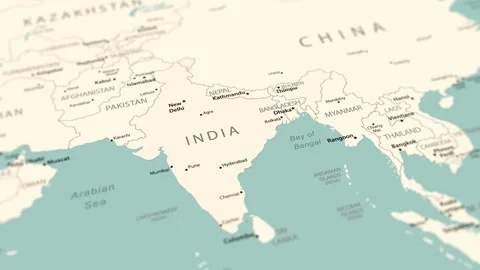 India on the world map. Smooth map rotat... | Stock Video | Pond5