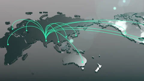 India to the world spread connection map... | Stock Video | Pond5