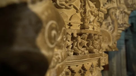 Indian architectural carvings inside a t... | Stock Video | Pond5