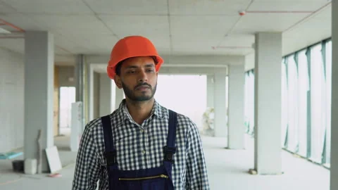 Indian asian builder engineer worker in ... | Stock Video | Pond5