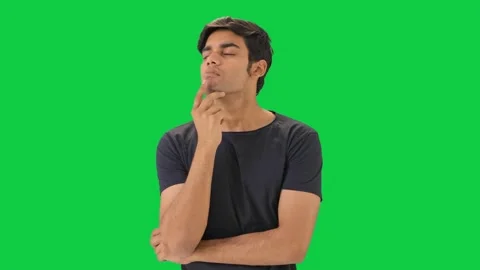 Indian boy thinking Green screen | Stock Video | Pond5