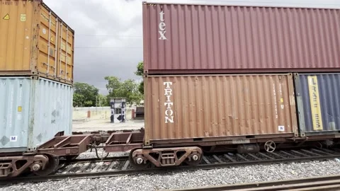 Indian cargo trains on a railway | Stock Video | Pond5