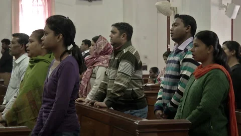 Indian Christian crowded church, mass in... | Stock Video | Pond5