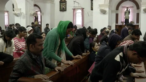 Indian Christian crowded church mass in ... | Stock Video | Pond5