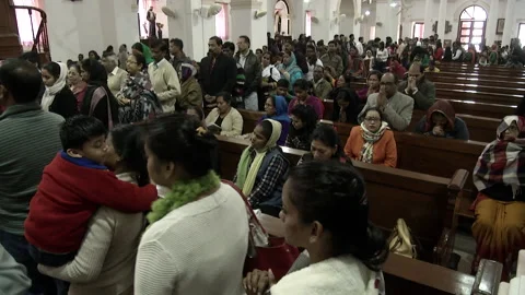 Indian Christian crowded mass church, de... | Stock Video | Pond5