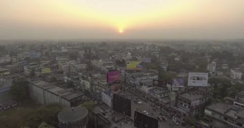 Indian City Sunset (Aerial Shot) | Stock Video | Pond5