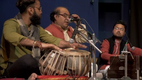 Indian classical musicians performing on... | Stock Video | Pond5