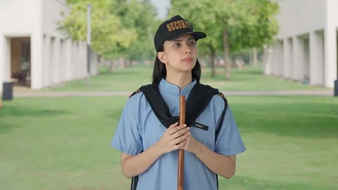 Indian female security guard talking to ... | Stock Video | Pond5