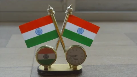 Indian flag clock. Indian Flag and Table... | Stock Video | Pond5