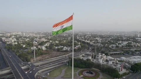 Indian flag drone shot 4k | Stock Video | Pond5
