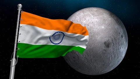 Indian flag on the moon. India space res... | Stock Video | Pond5