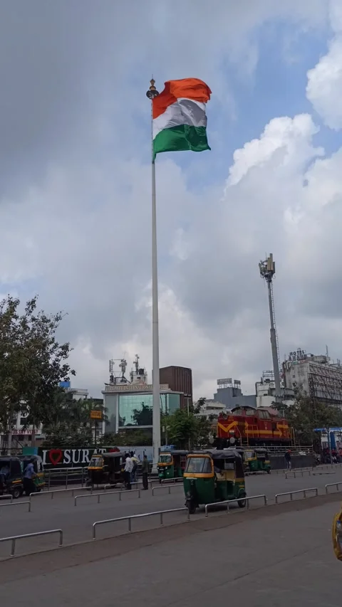 Indian flag proudly display on pole | Stock Video | Pond5